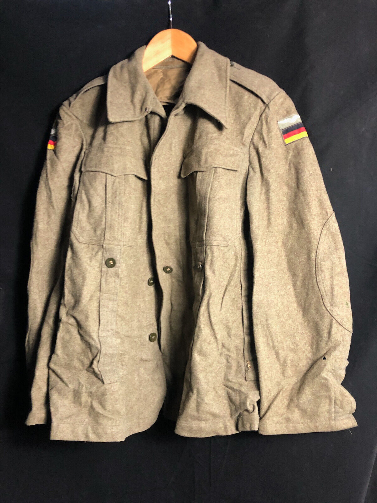 West German Field Jacket Green Wool Shirt Military Uniform Germany - 1