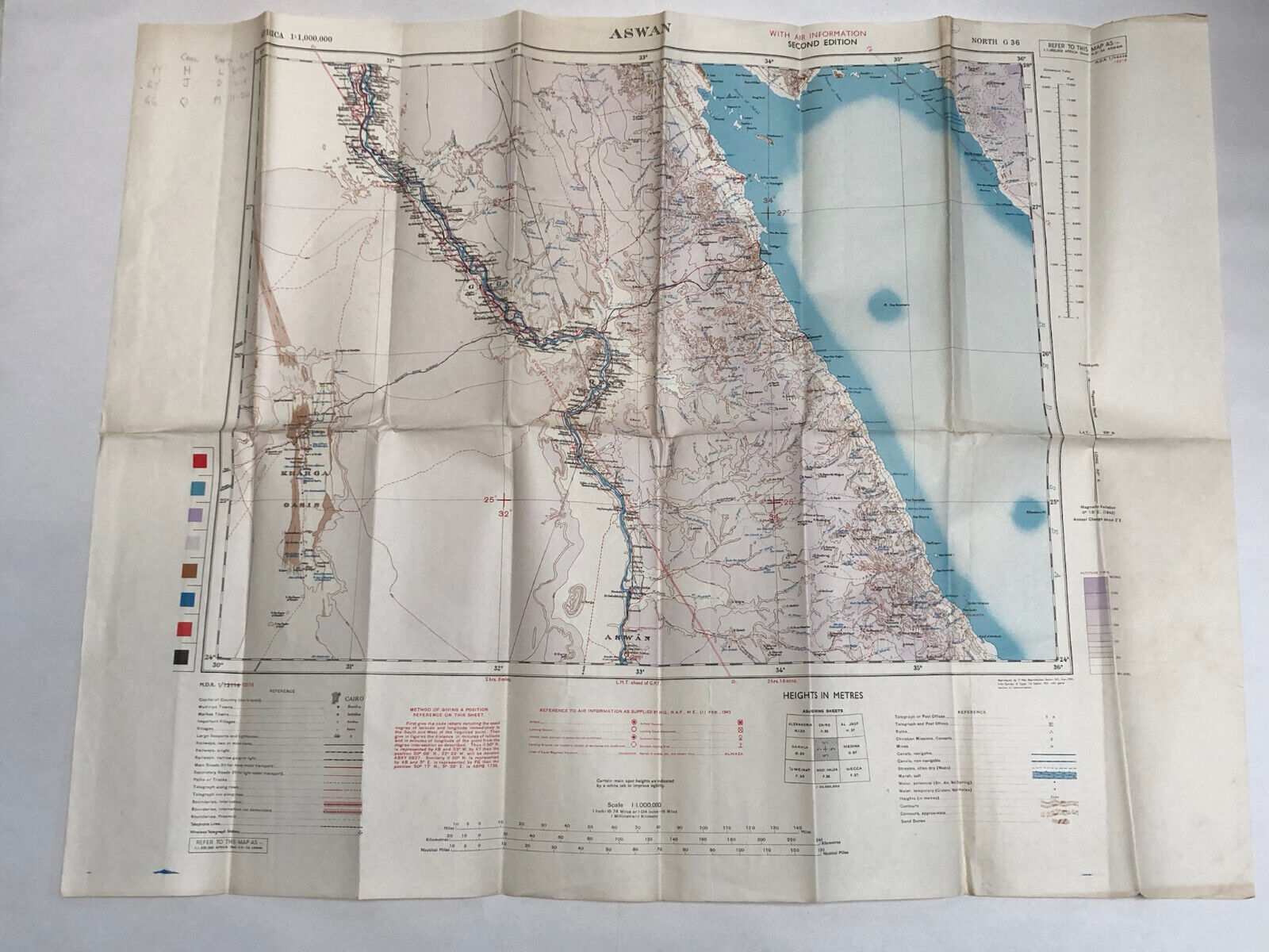 Original WW2 British Army / RAF Map Showing RAF Bases - Aswan Egypt ...