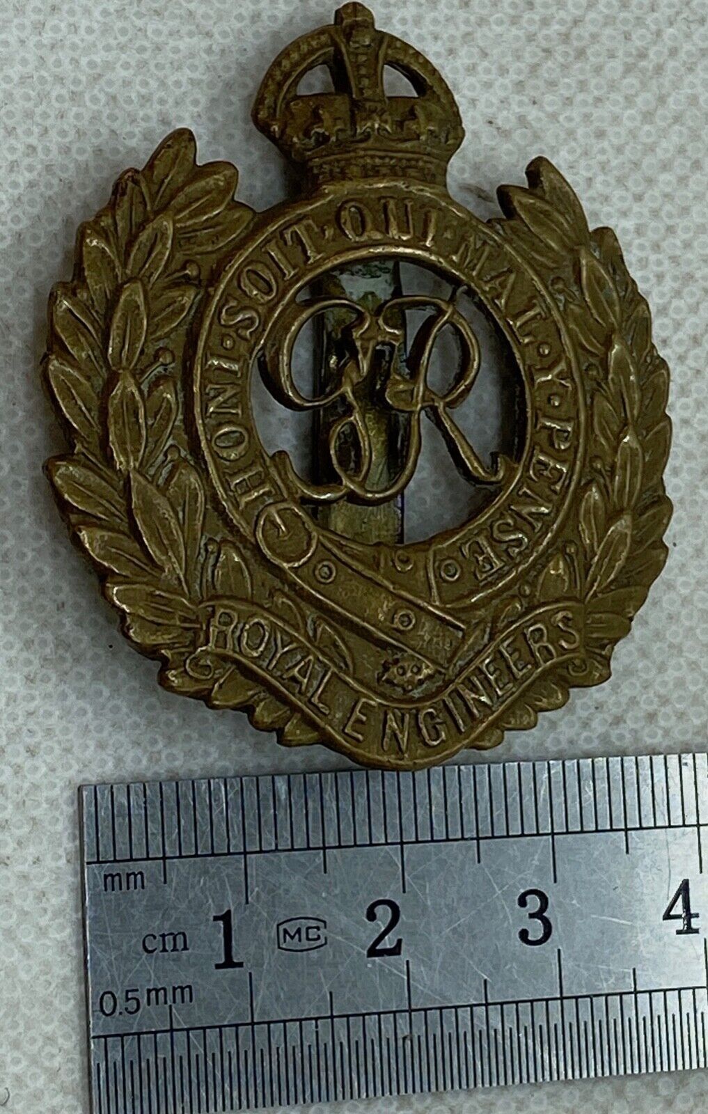 WW2 British Army GVI Royal Engineers Brass Other Ranks Cap Badge with ...