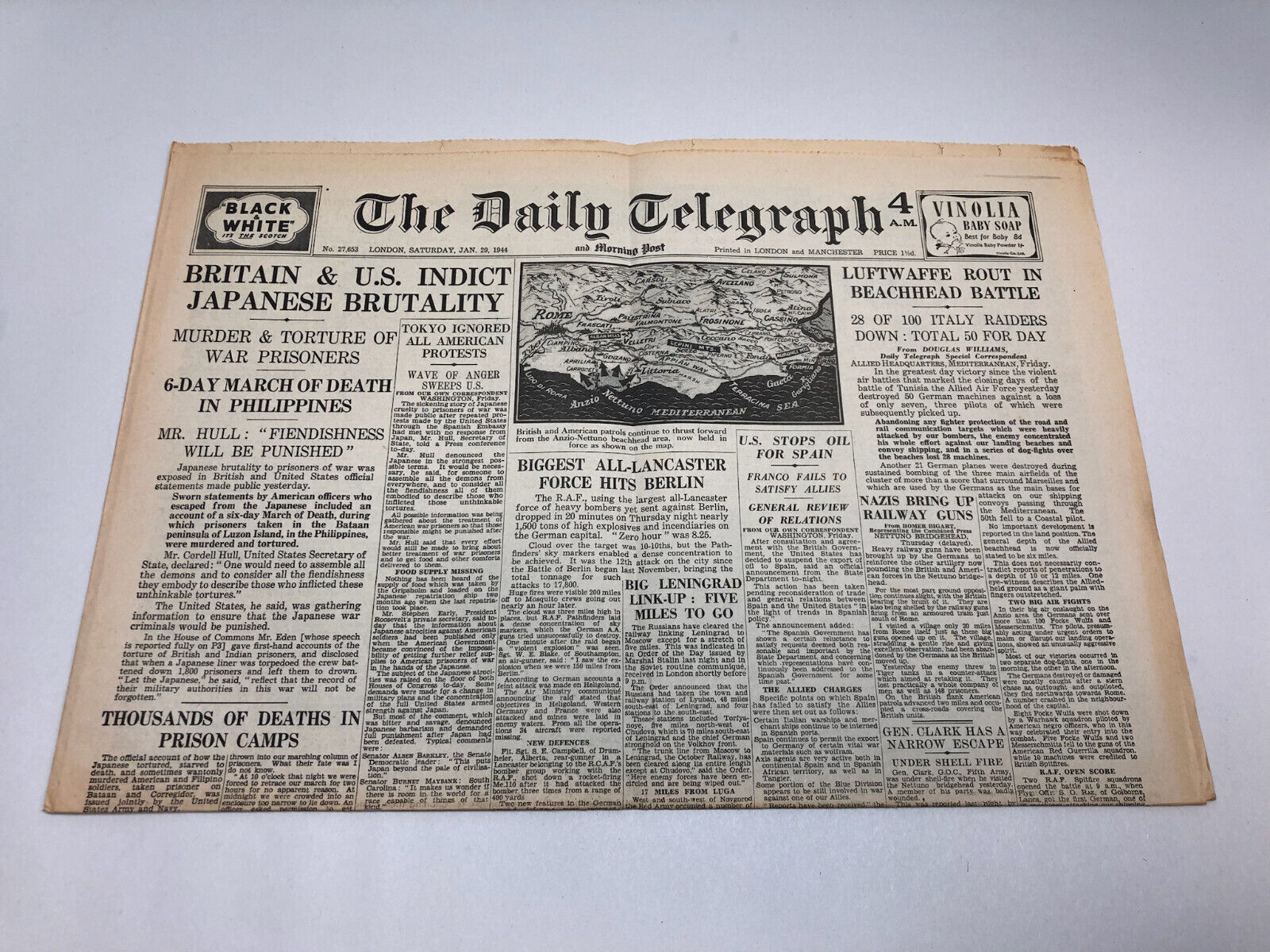 Original WW2 British Home Front Newspaper - The Daily Telegraph - 1944 ...