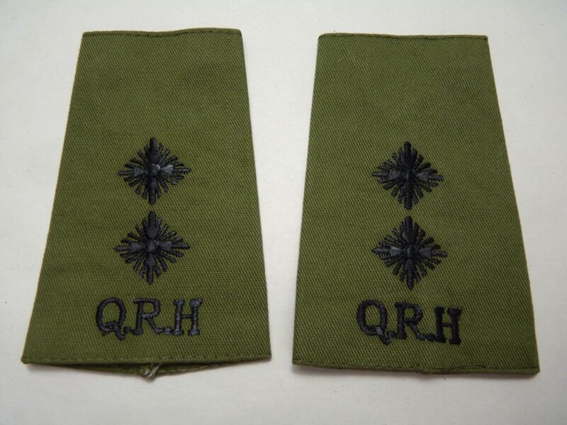 QRH Royal Horse OD Green Rank Slides / Epaulette Pair Genuine British ...