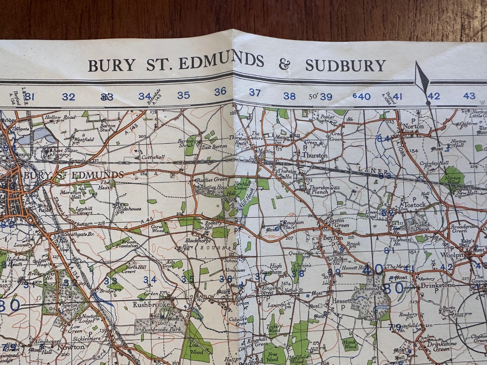 Original WW2 British Army GSGS OS Map of England - Bury St Edmunds ...
