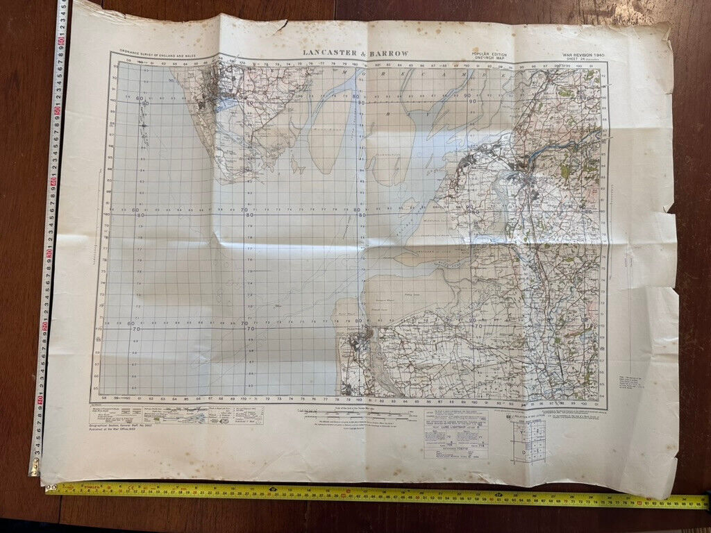 Original WW2 British Army GSGS OS Map of England & Wales - Lancaster ...