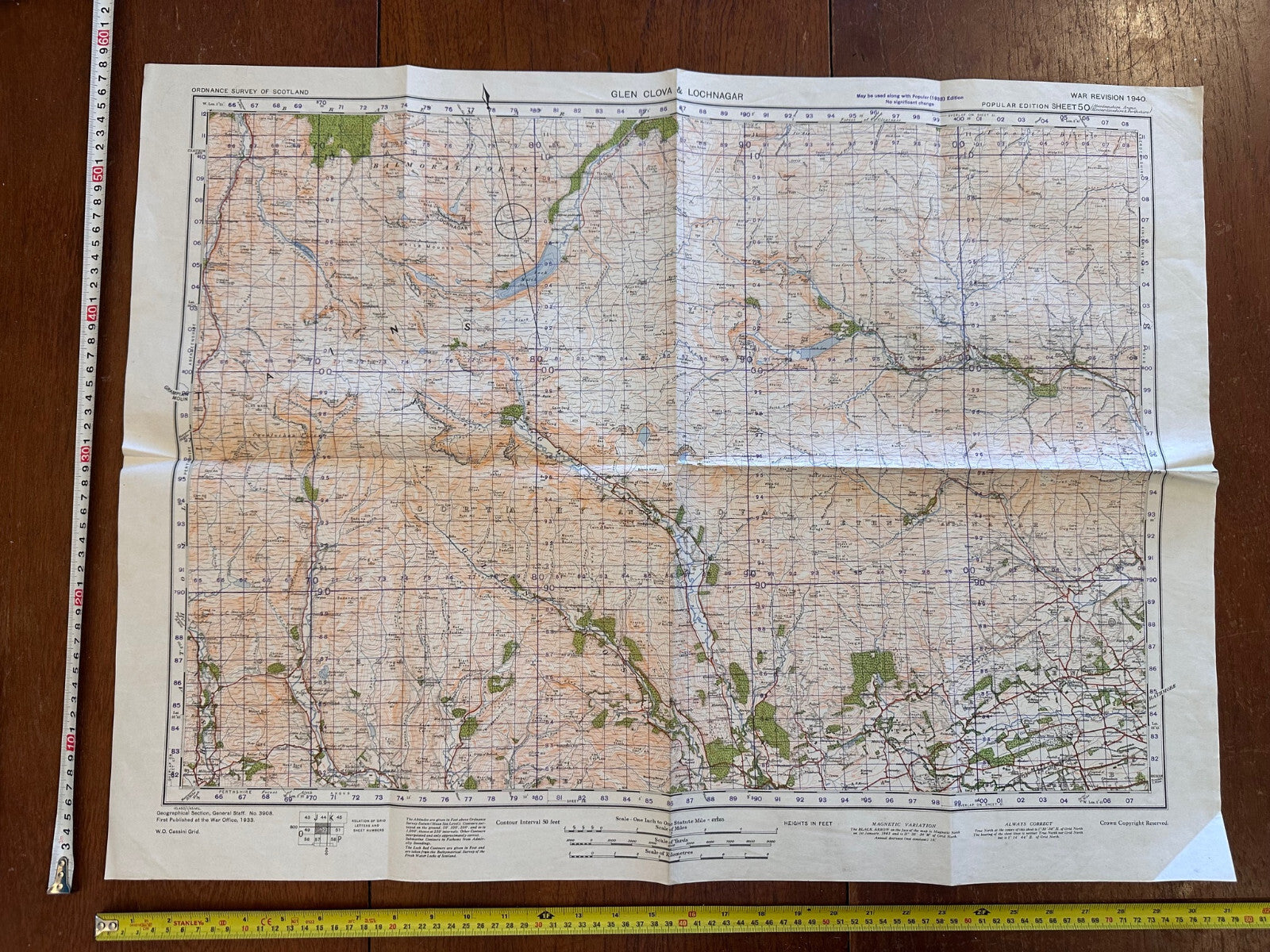 Original WW2 British Army GSGS Map of Scotland - Glen Clova & Lochnagar ...