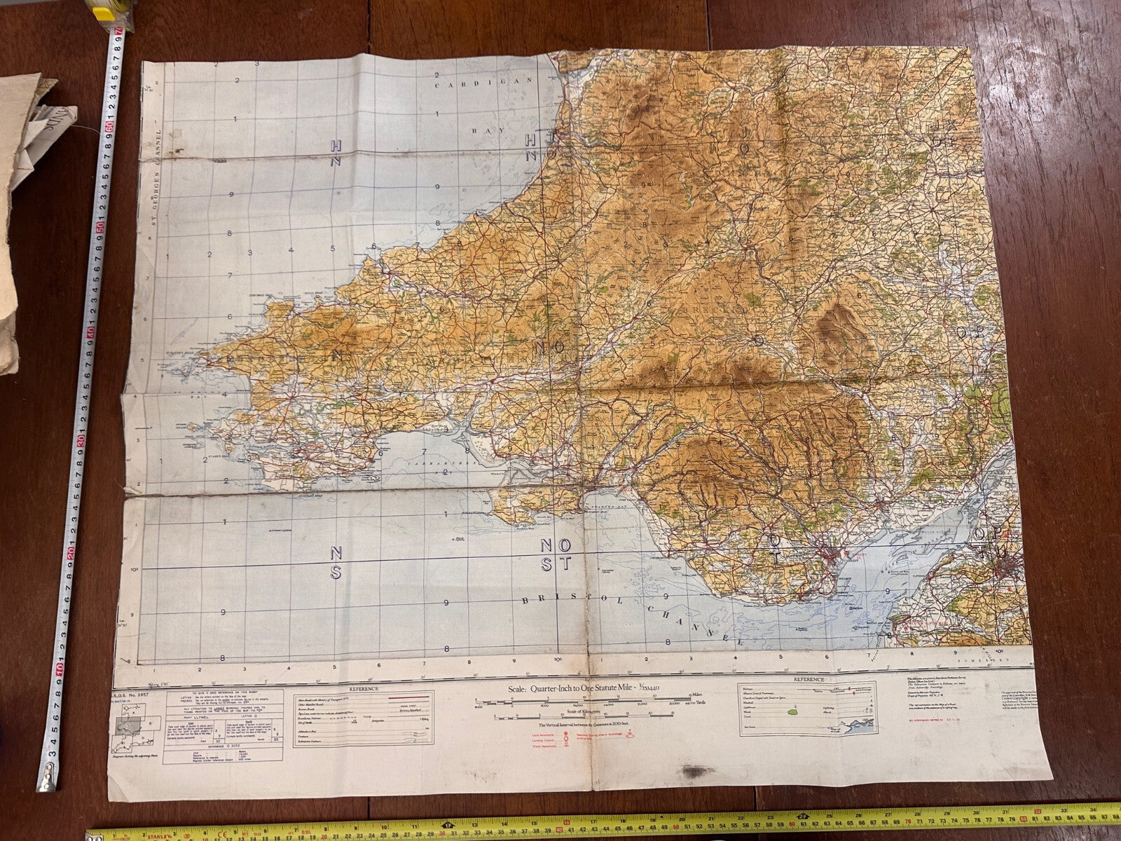 Original WW2 British Army RAF Navy Base Map of South Wales - Cardiff
