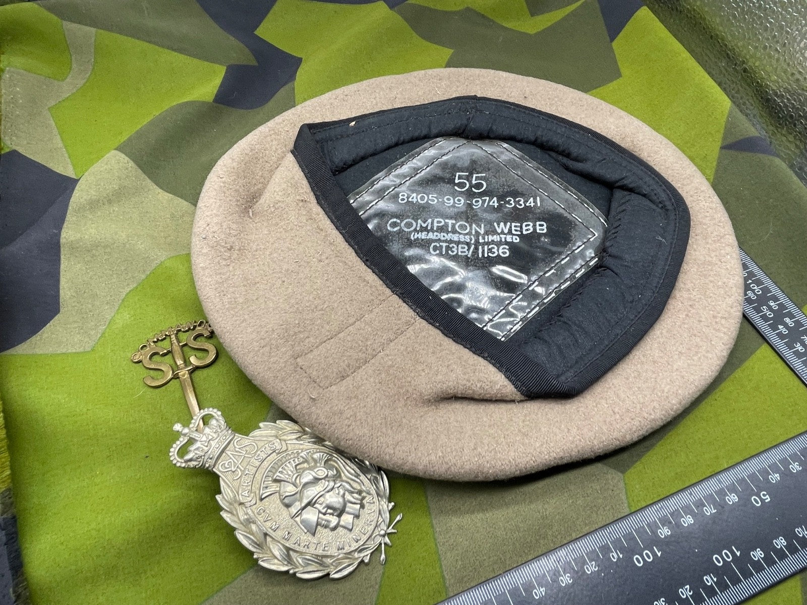 Original British Army Special Air Service SAS Beret & Badge - Size 55cm ...