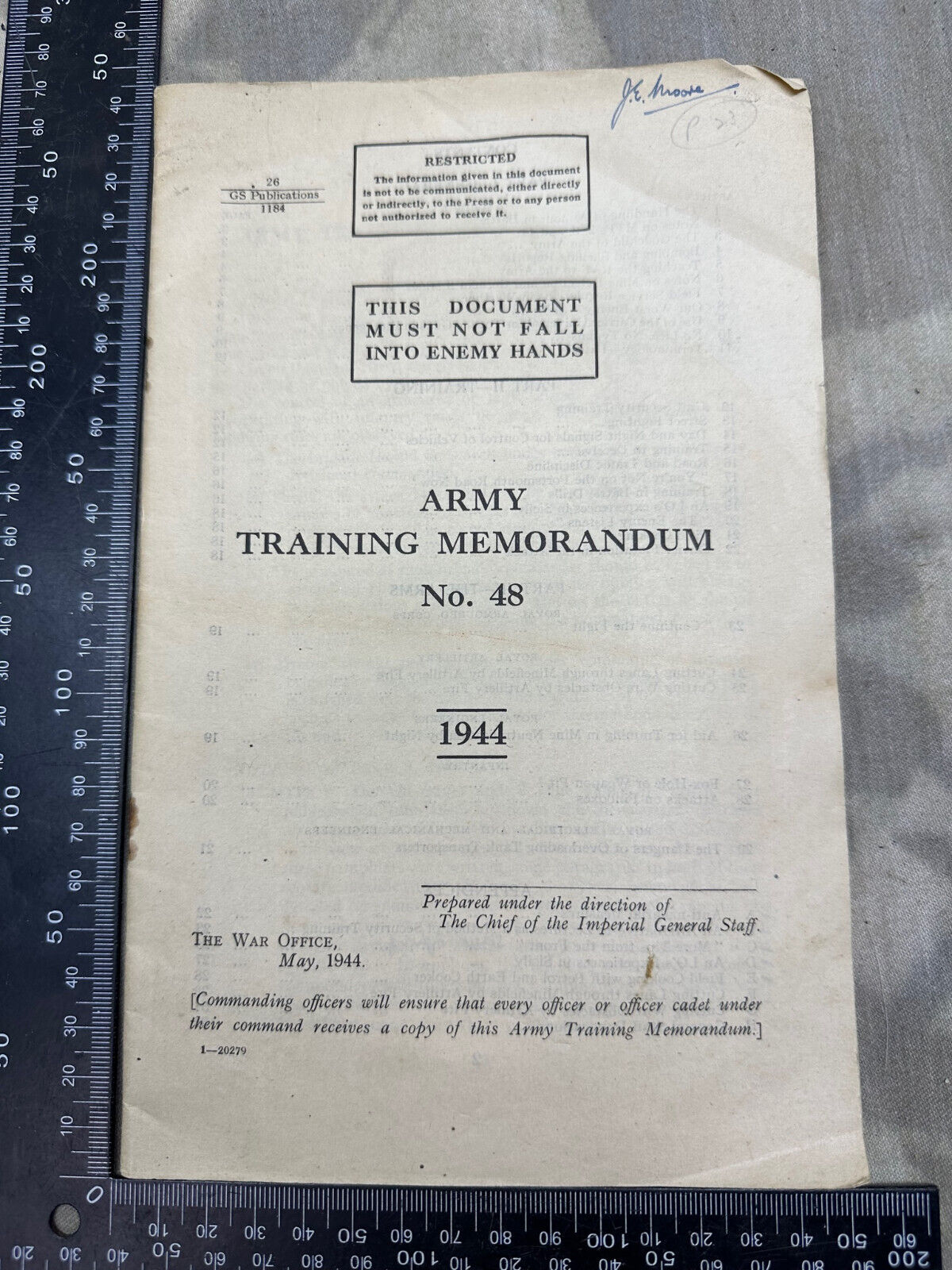 Original WW2 British Army Training Memorandum No.48 1944 | For Sale ...