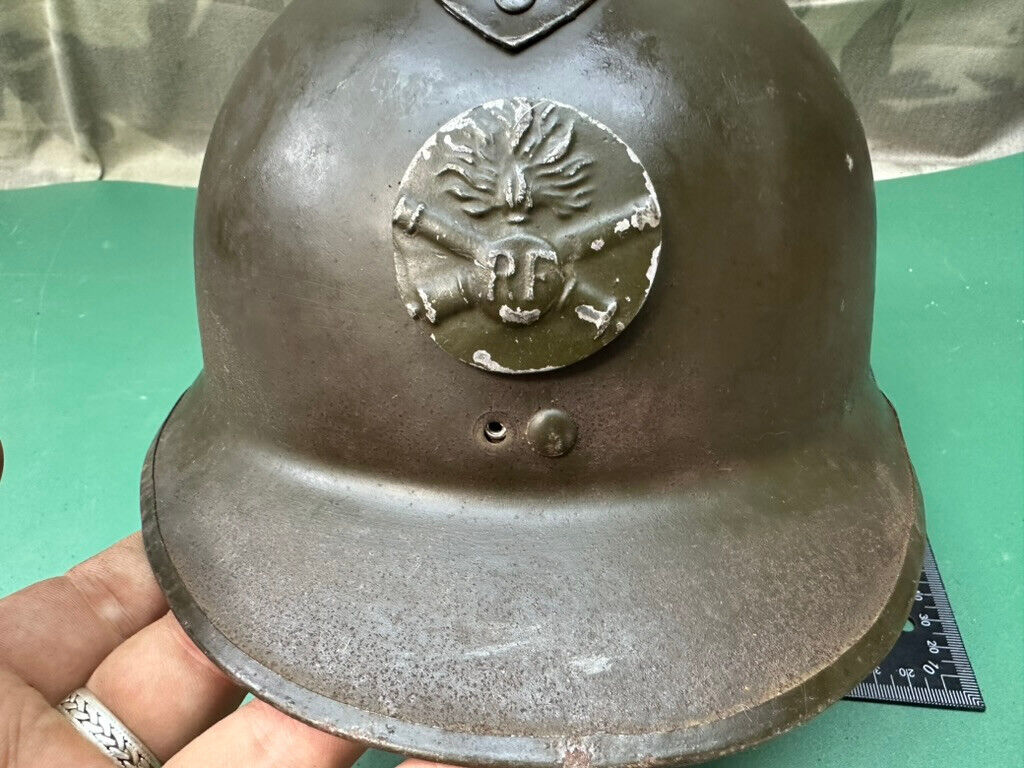 Original WW2 French Army Artillery M1926 Adrian Helmet - Complete with ...