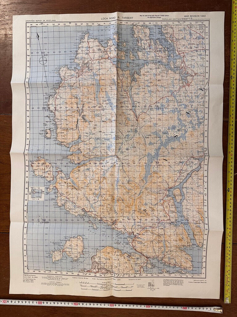 Original WW2 British Army GSGS Map of Scotland - Lock Roag & Tarbert ...