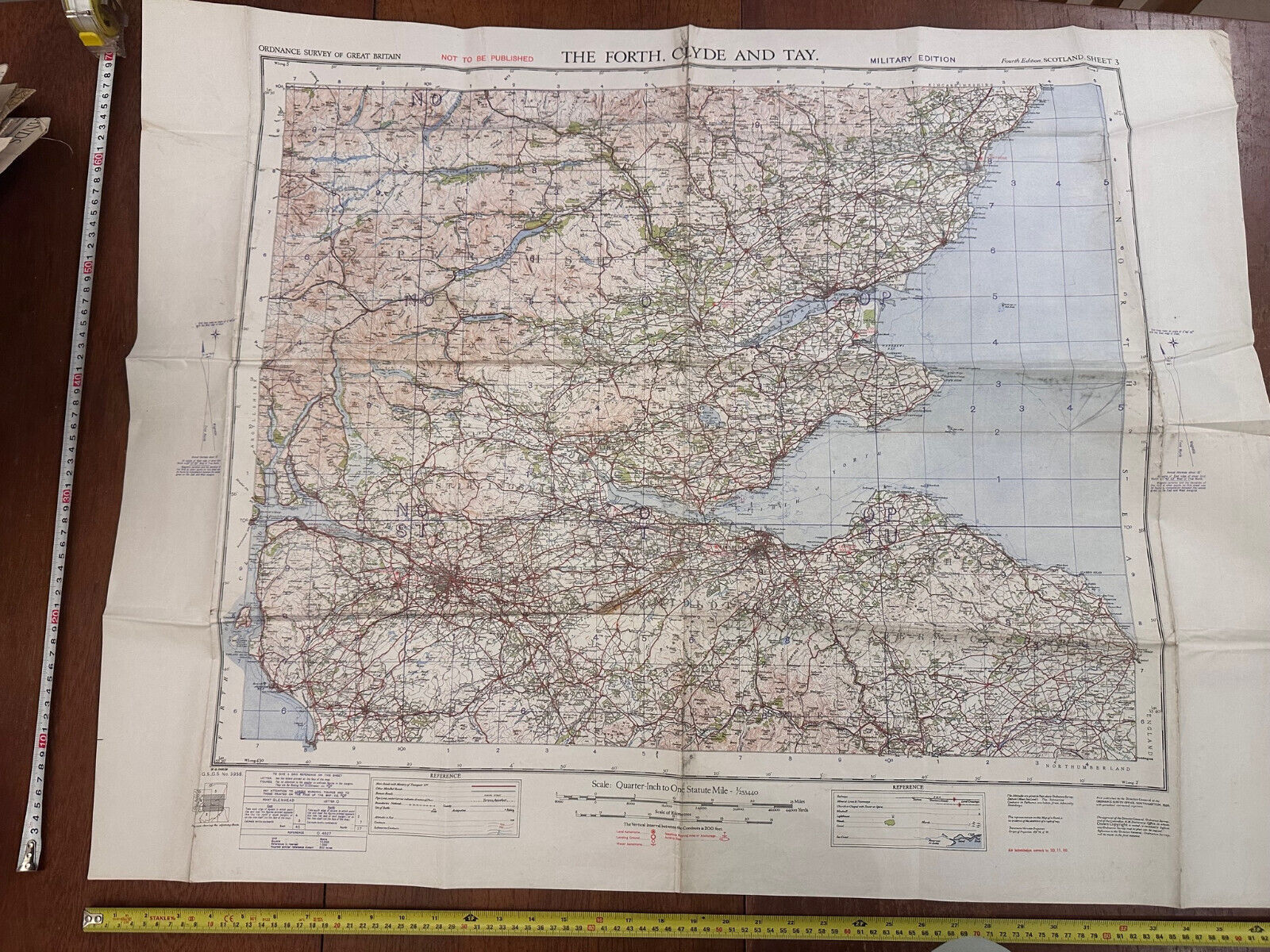 Original WW2 British Army RAF Navy Base Map of Scotland - The Forth ...