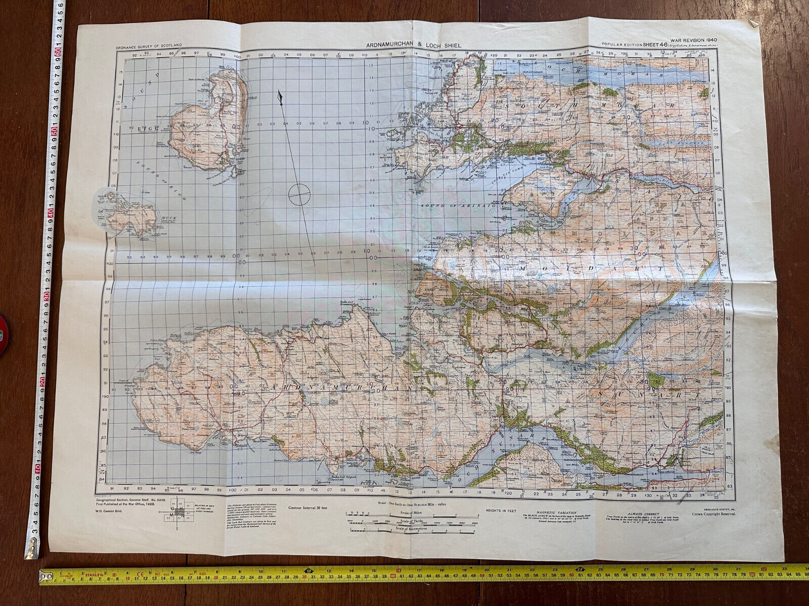 Original WW2 British Army OS Map of Scotland - Ardnamurchan & Loch ...