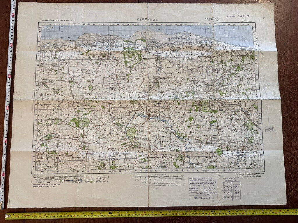 Original WW2 British Army GSGS OS Map of Great Britain - Fakenham | For ...