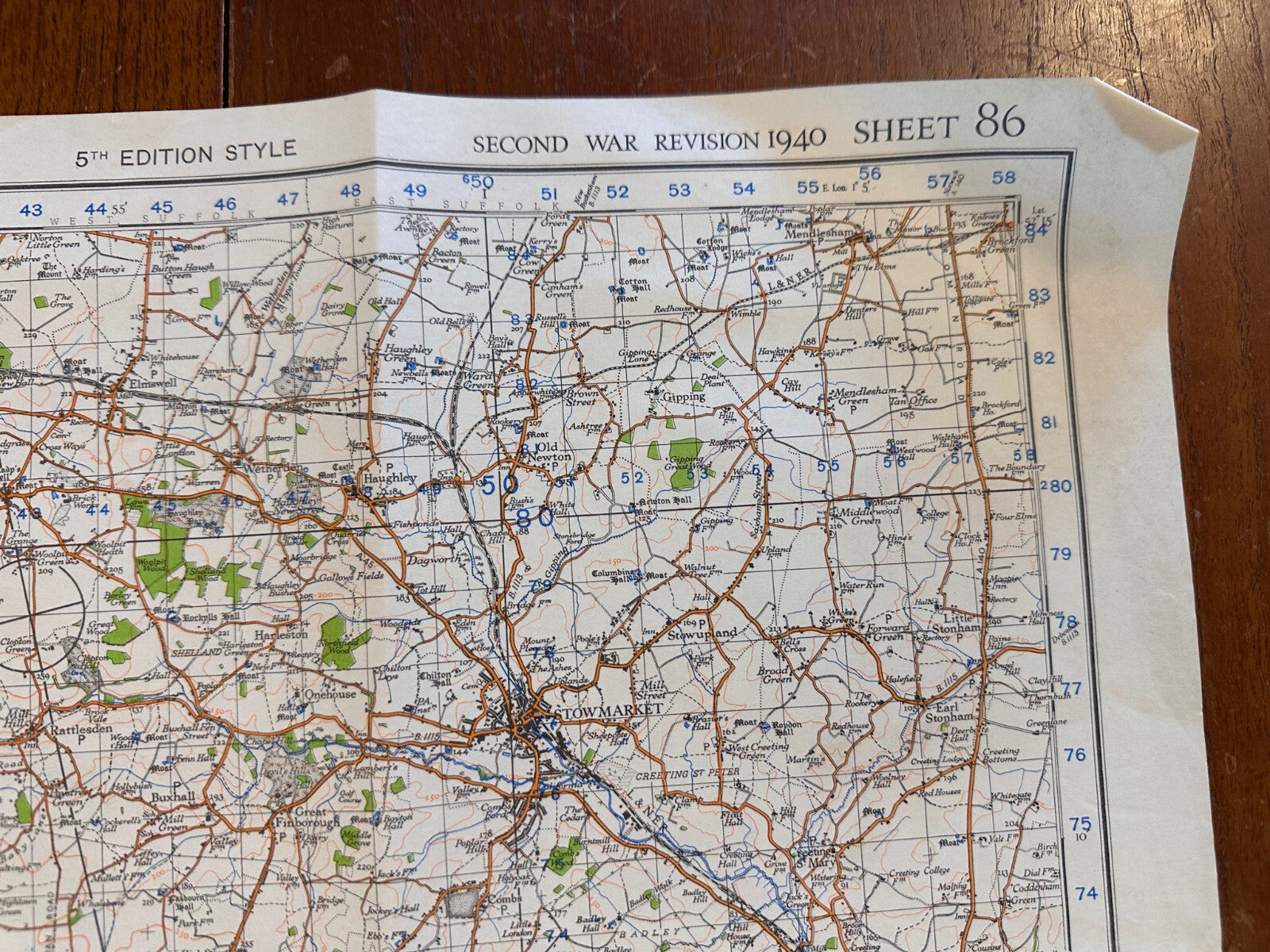 Original WW2 British Army GSGS OS Map of England - Bury St Edmunds ...