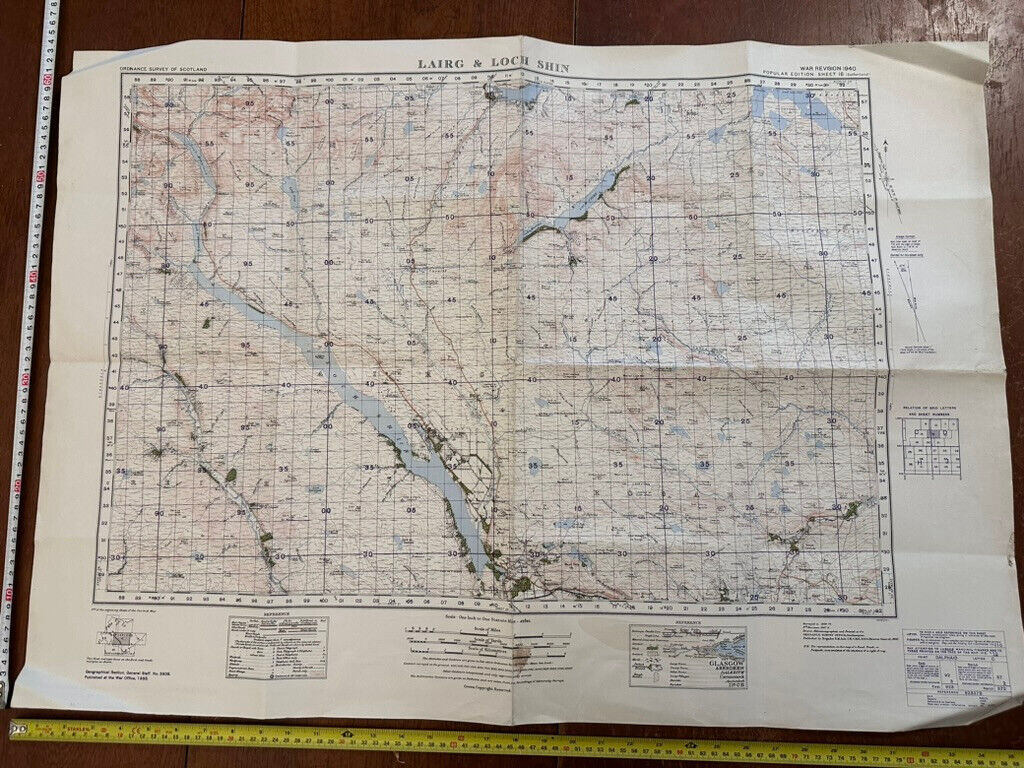 Original WW2 British Army GSGS Map of Scotland - Lairg & Loch Shin ...