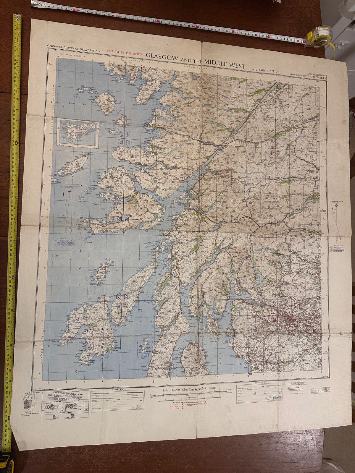 Original WW2 British Army RAF Navy Base Map of Scotland - Glasgow ...