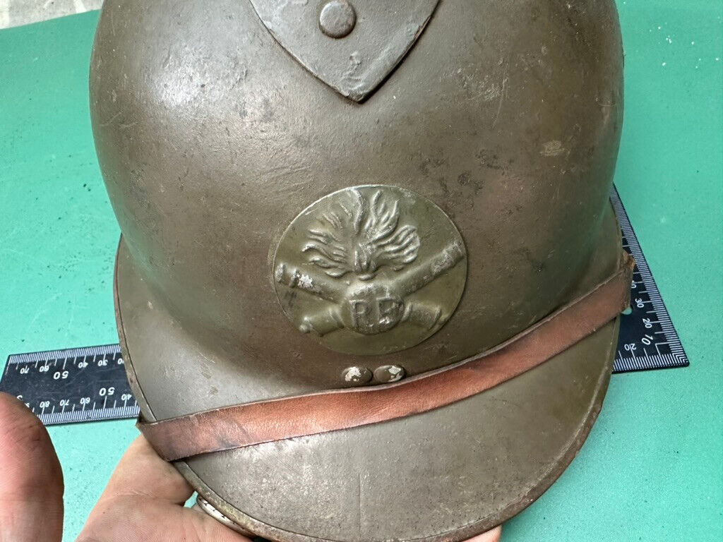 Original WW2 French Army Artillery M1926 Adrian Helmet - Complete with ...