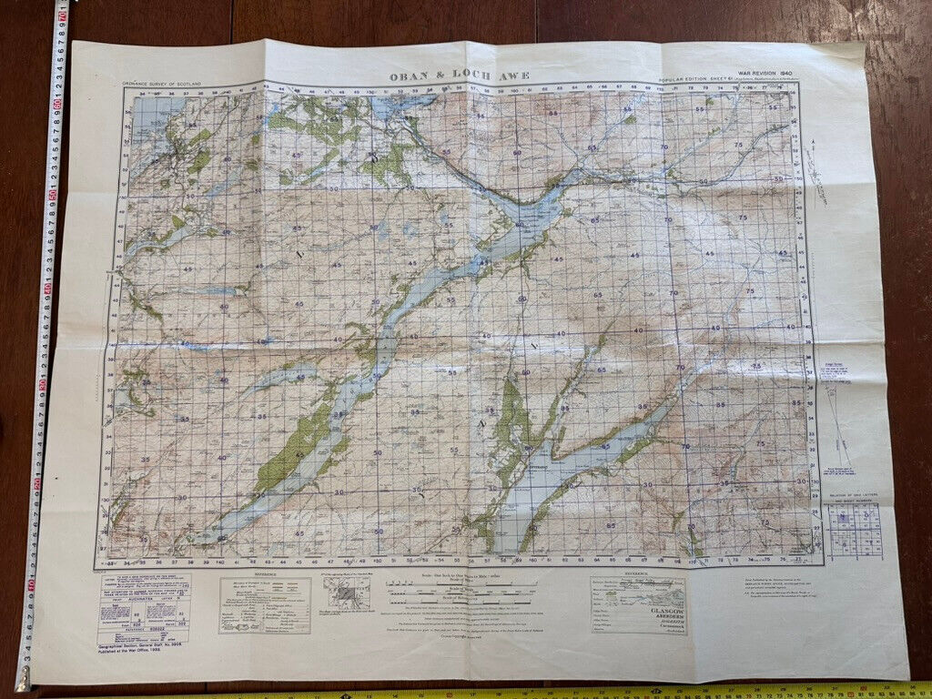 Original WW2 British Army GSGS Map of Scotland - Oban & Loch Awe