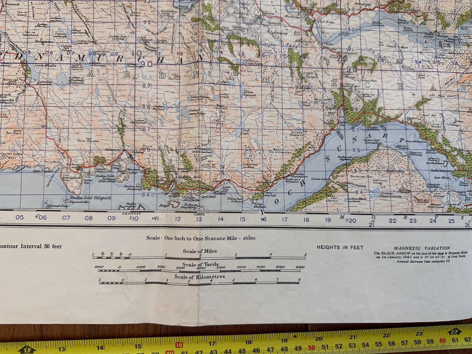 Original WW2 British Army OS Map of Scotland - Ardnamurchan & Loch ...