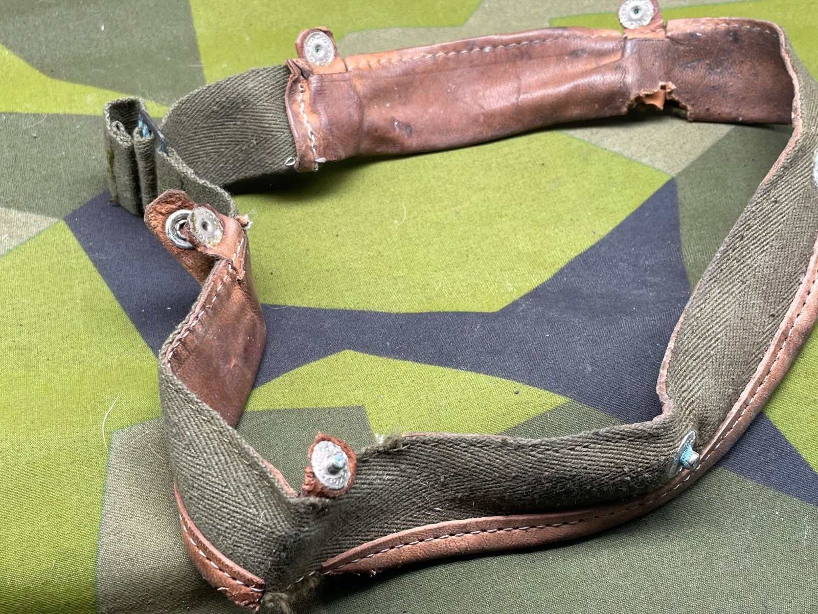 Original US Troops M1 Helmet Adjustable Leather & Canvas Liner Band ...