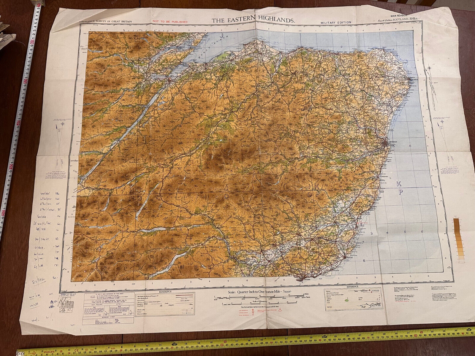 Original WW2 British Army RAF Navy Base Map of Scotland - The Eastern ...