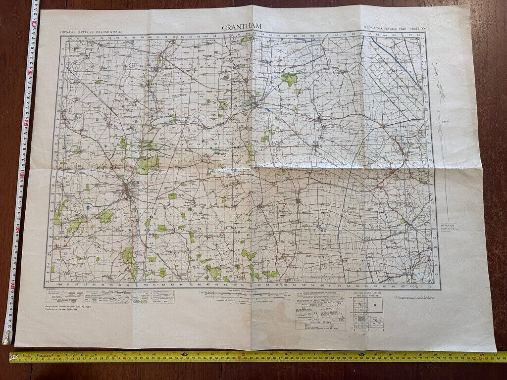 Original WW2 British Army GSGS OS Map of England & Wales - Grantham ...