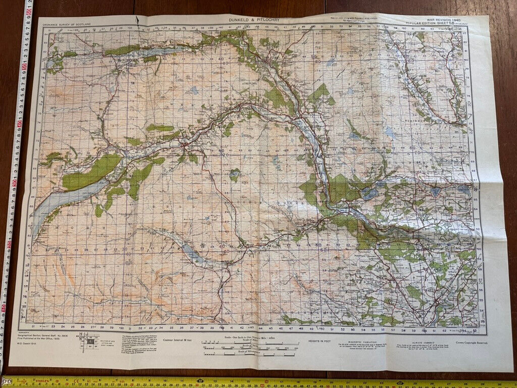 Original WW2 British Army GSGS Map of Scotland - Dunkeld & Pitlochry ...