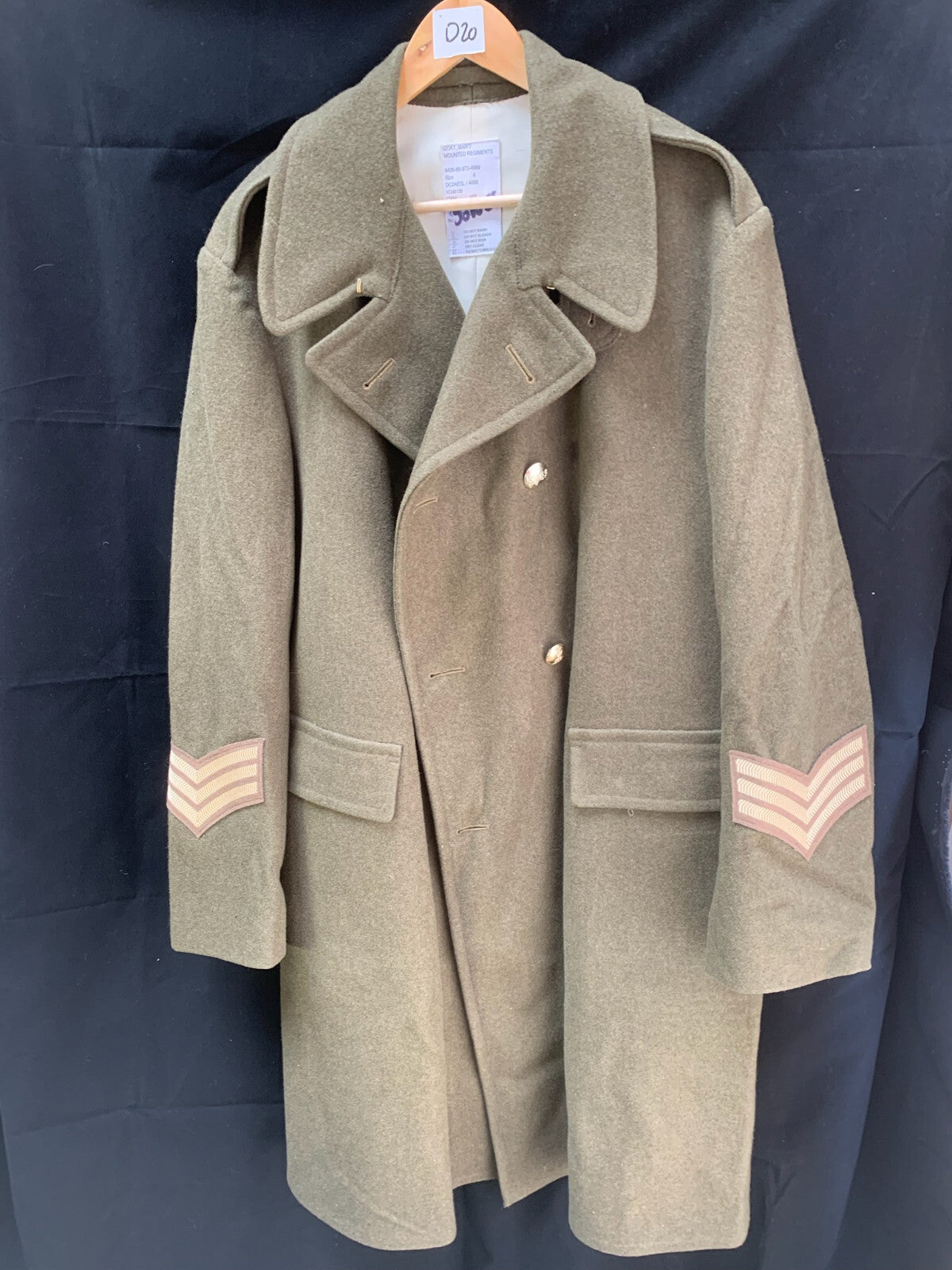 Genuine British Army Man's Mounted Regiment Khaki Greatcoat - 46" Chest ...