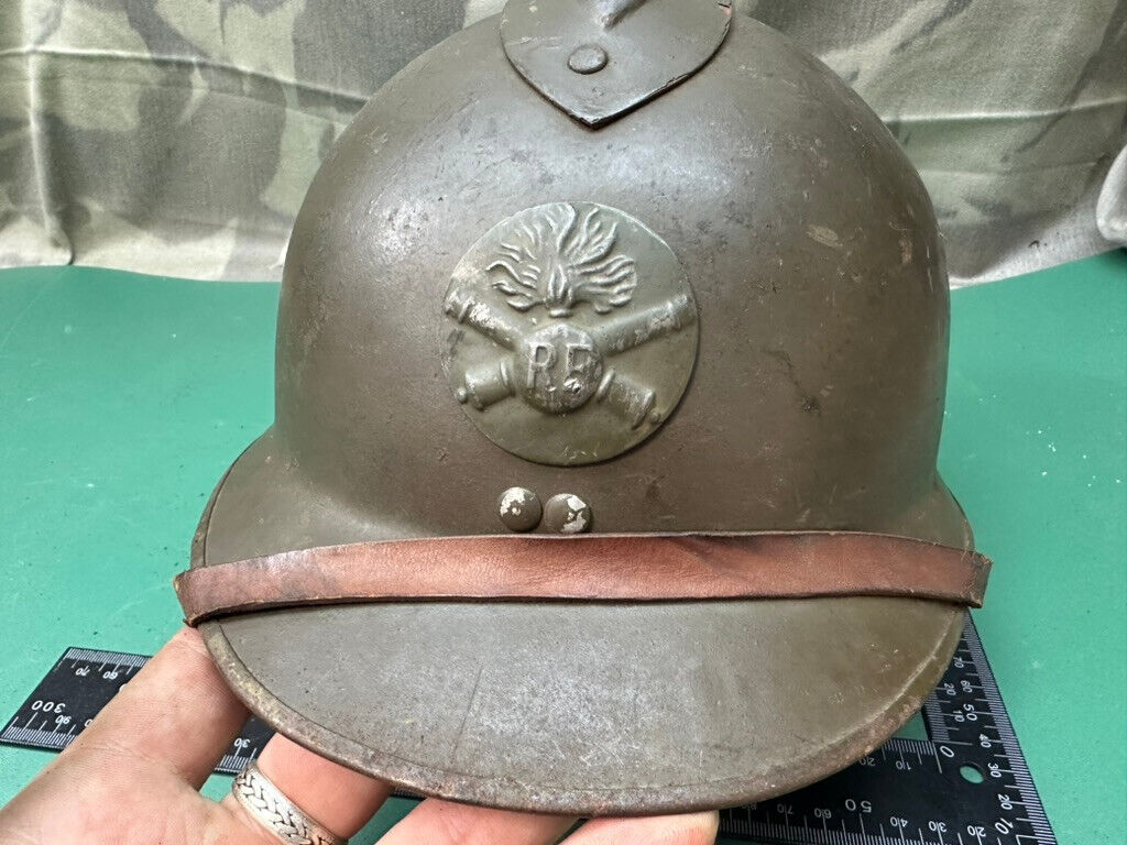 Original WW2 French Army Artillery M1926 Adrian Helmet - Complete with ...
