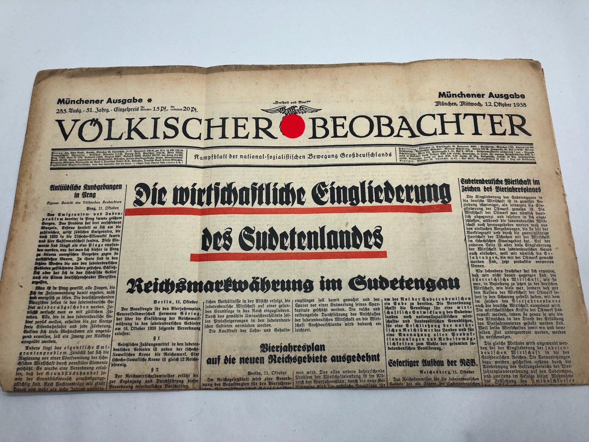 Original WW2 German Party VOLKISCHER BEOBACHTER Political Newspaper ...