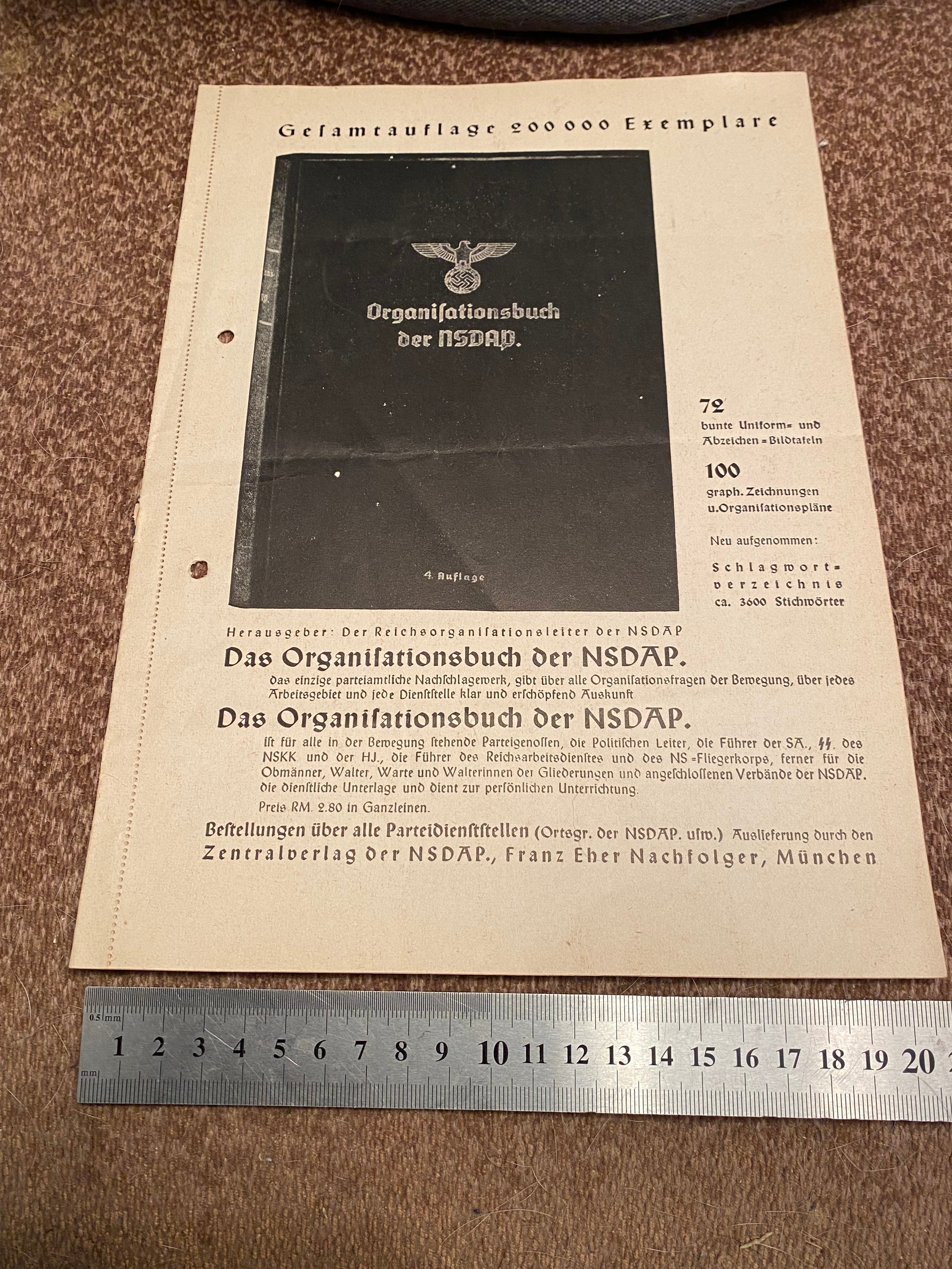 An interesting WW2 German NSDAP advertising information sheet ...