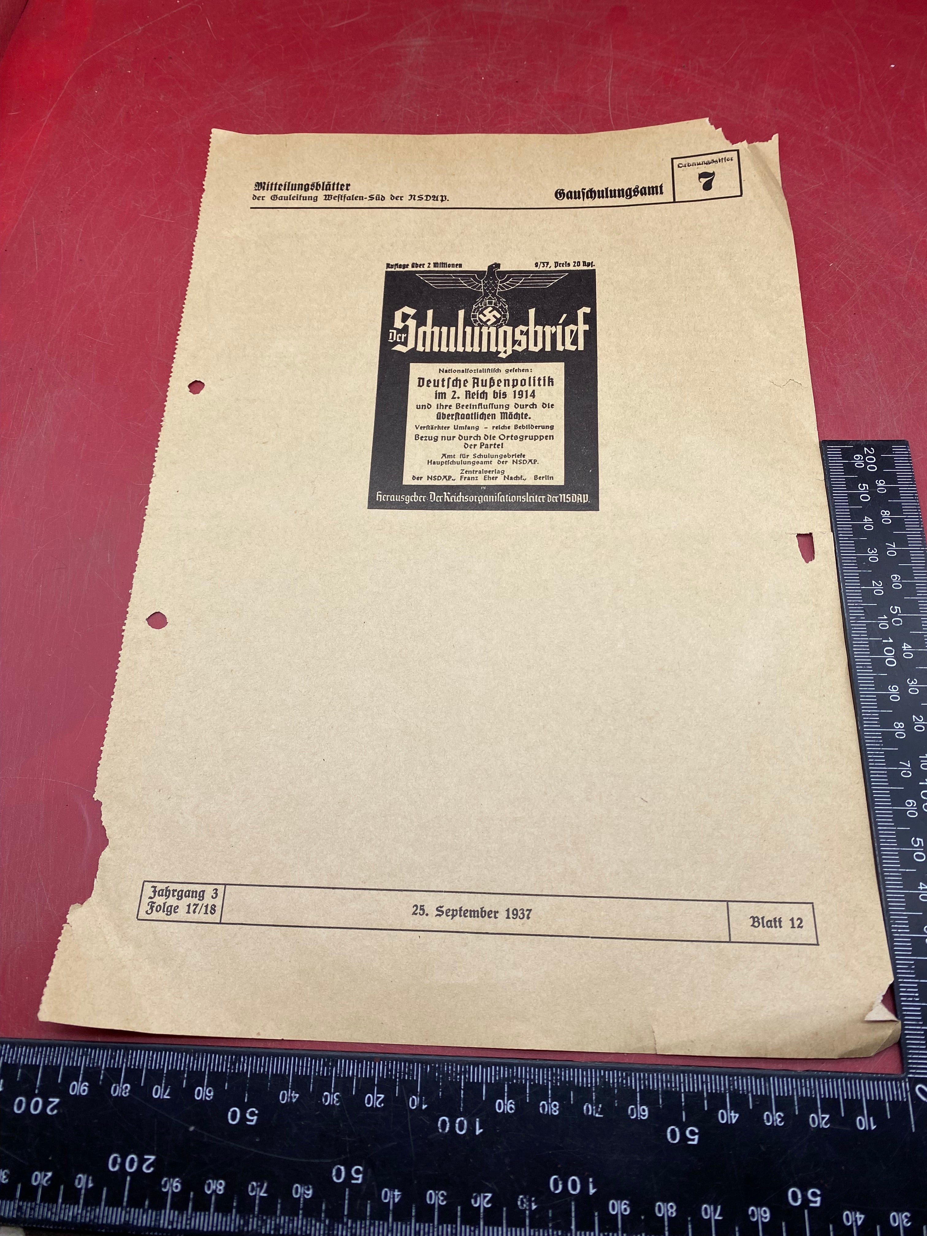 Interesting WW2 German Paper Page Advert. 1937 Dated. | For Sale | The ...