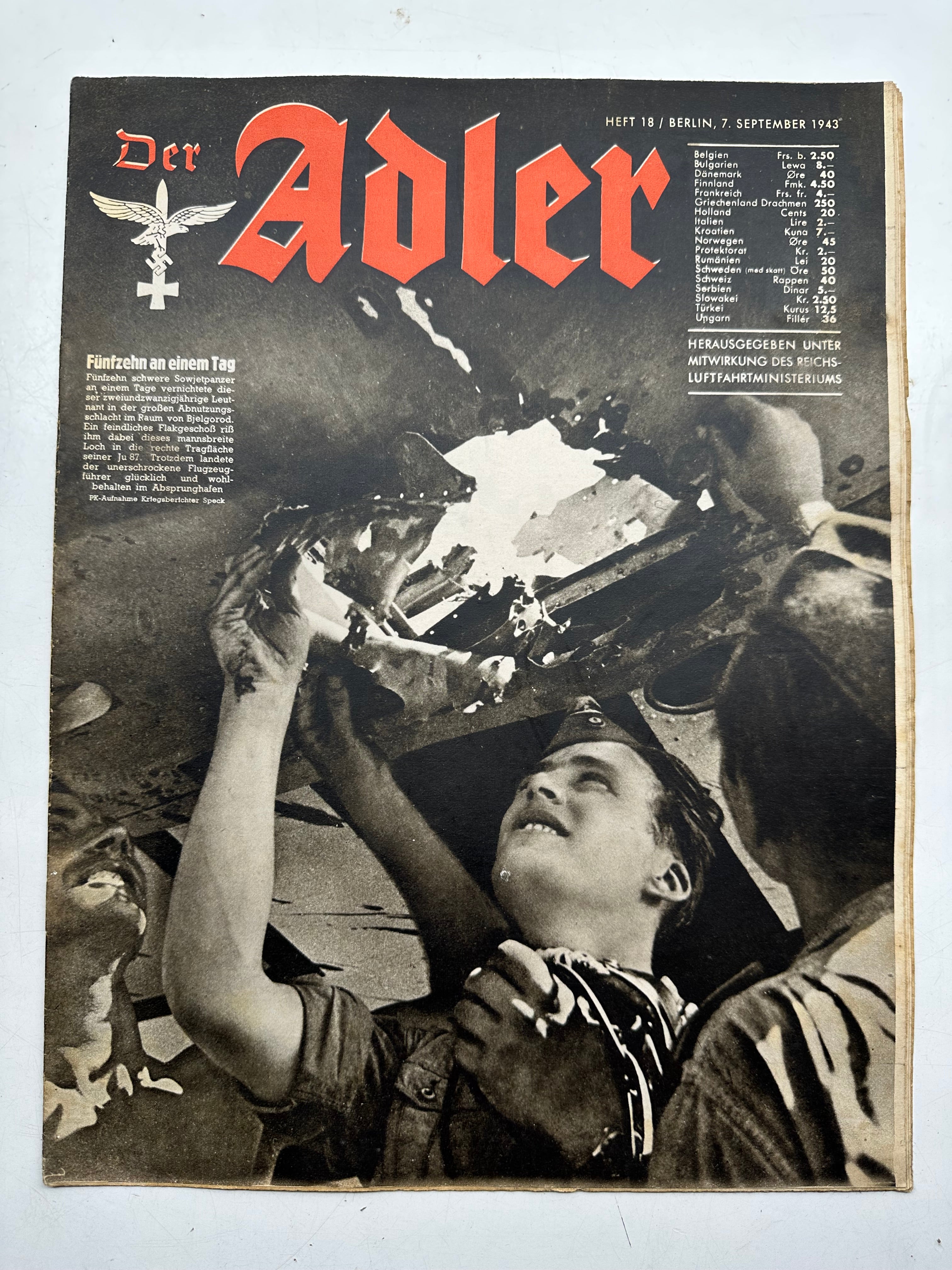 Original WW2 German Army Der Adler Propaganda Magazine - 7th September ...