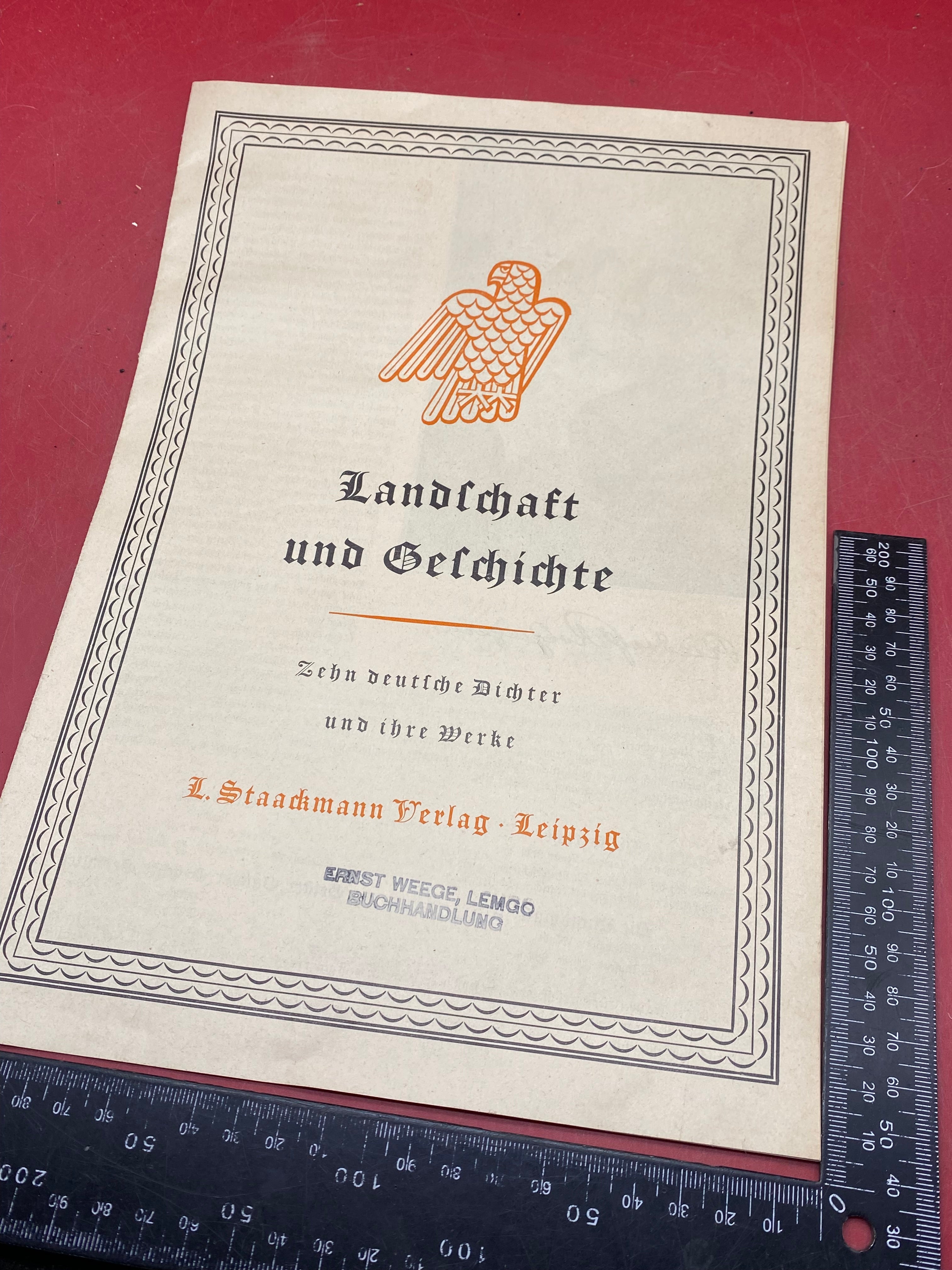 WW2 German Paperwork Entitled Landscape and history - Ten German Poets ...