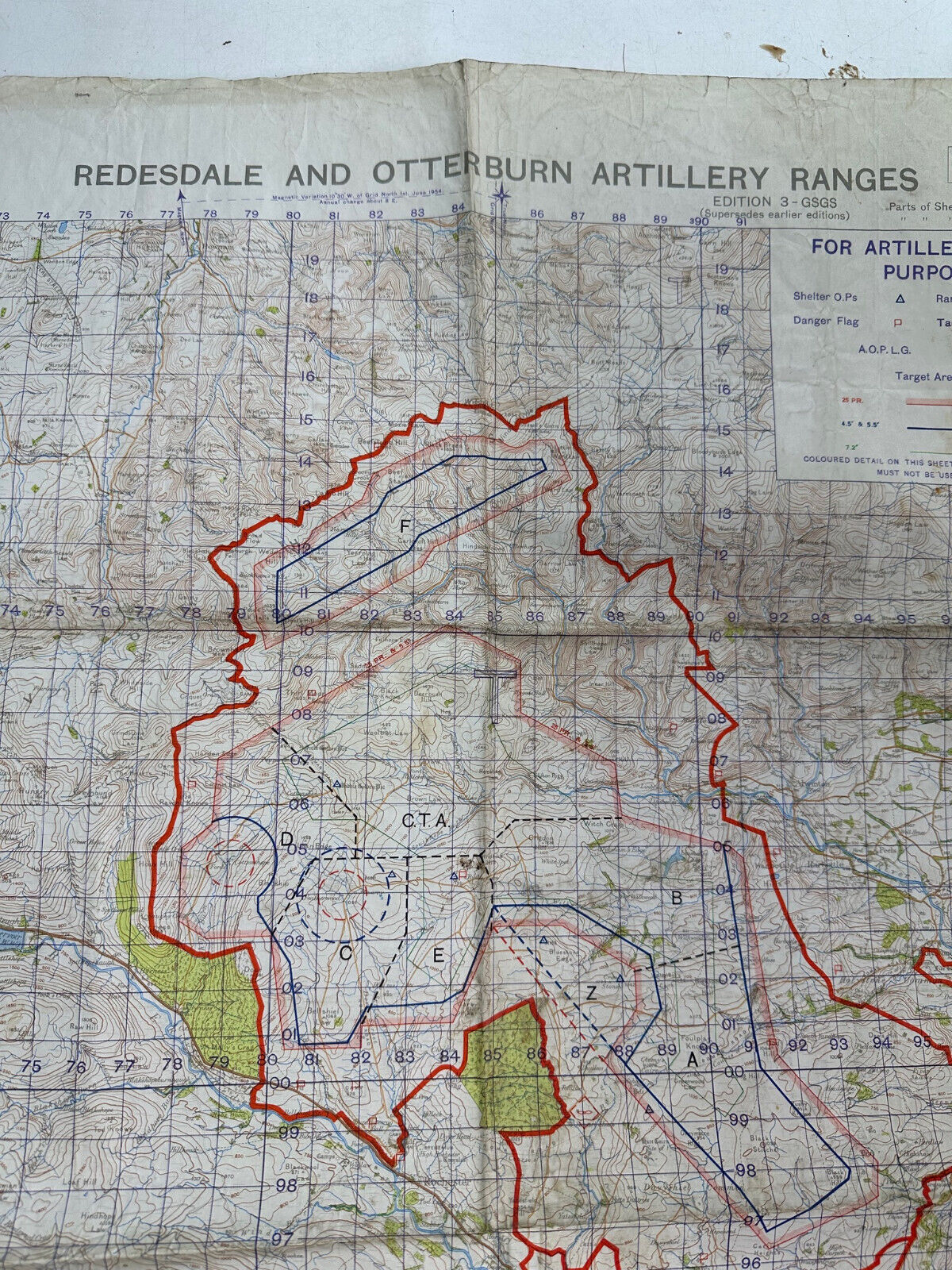 Original British Army Training Map - Redesdale & Otterburn Artillery R ...